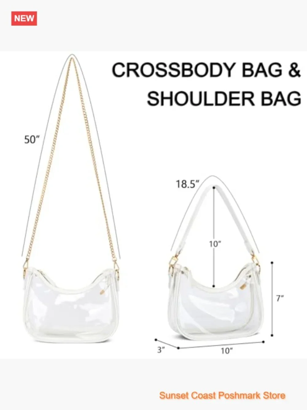 Bags | Clear Pvc Hobo Shoulder Bag With Adjustable Straps Tsa Friendly ...